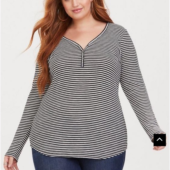torrid | Tops | Torrid Black White Ribbed Knit Henley Tee | Poshmark